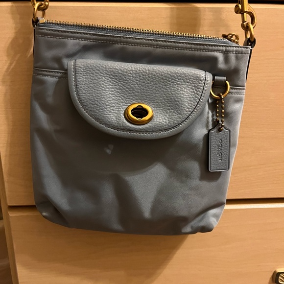 Bags | Coach Crossbody Purse In Periwinkle Blue Water Resistant | Poshmark